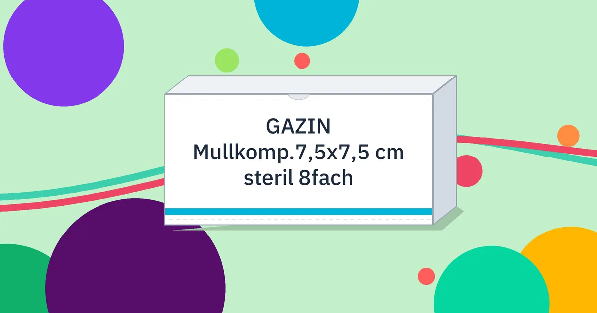 Symbolbild: Packung mit der Aufschrift GAZIN Mullkomp.7,5x7,5 cm steril 8fach (PZN 20231486) – Verfügbarkeit und Bezug in Apotheken in Frankfurt am Main
