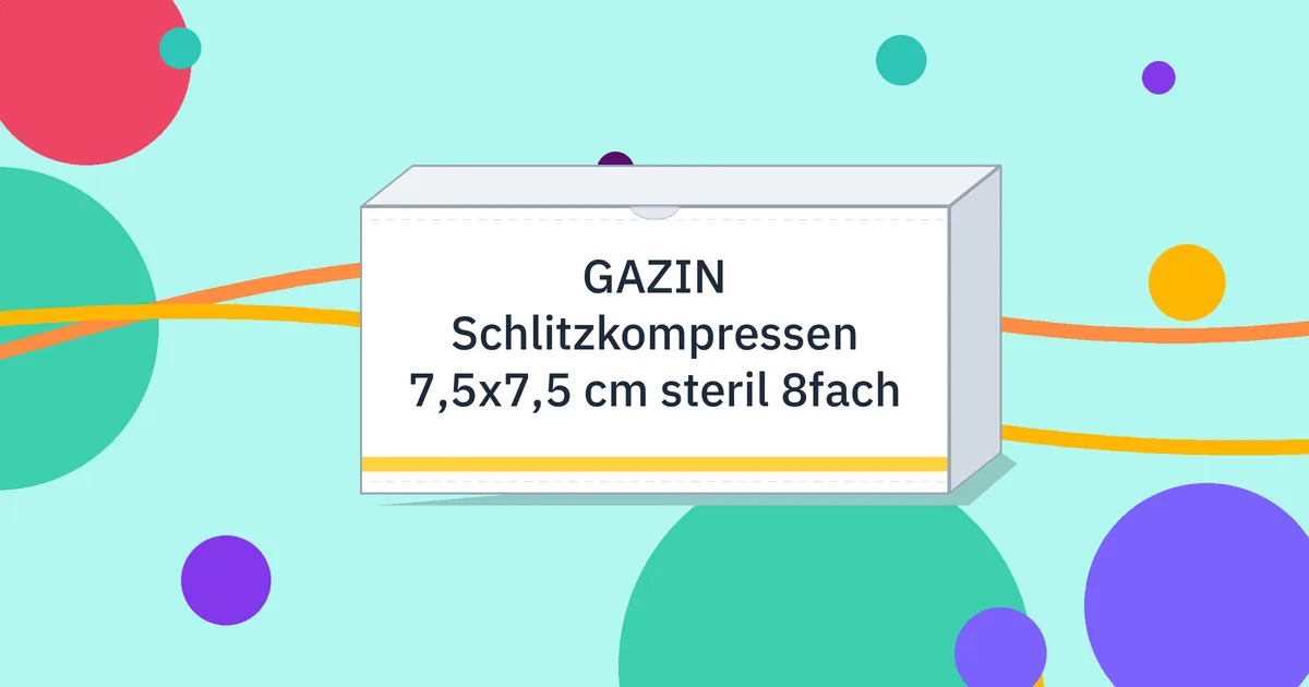 Symbolbild: Packung mit der Aufschrift GAZIN Schlitzkompressen 7,5x7,5 cm steril 8fach (PZN 01511731) – Verfügbarkeit und Bezug in Apotheken in Frankfurt am Main