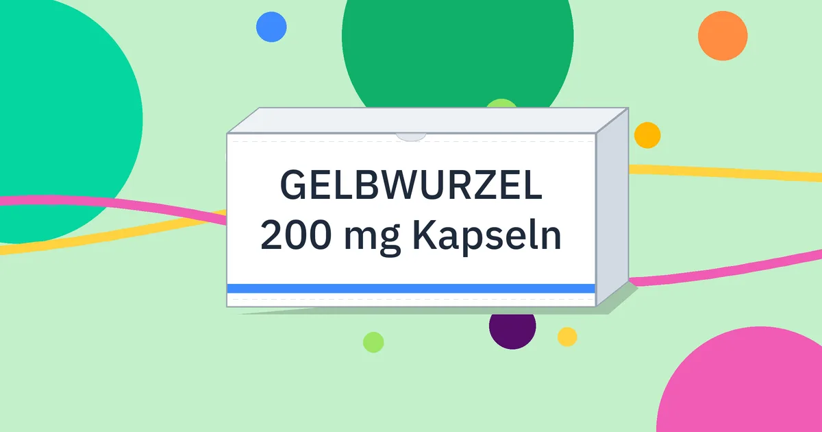 Symbolbild: Packung mit der Aufschrift GELBWURZEL 200 mg Kapseln (PZN 11893260) – Verfügbarkeit und Bezug in Apotheken in Frankfurt am Main