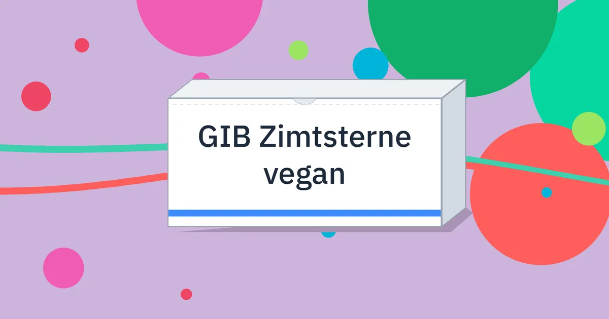 Symbolbild: Packung mit der Aufschrift GIB Zimtsterne vegan (PZN 19420650) – Verfügbarkeit und Bezug in Apotheken in Frankfurt am Main