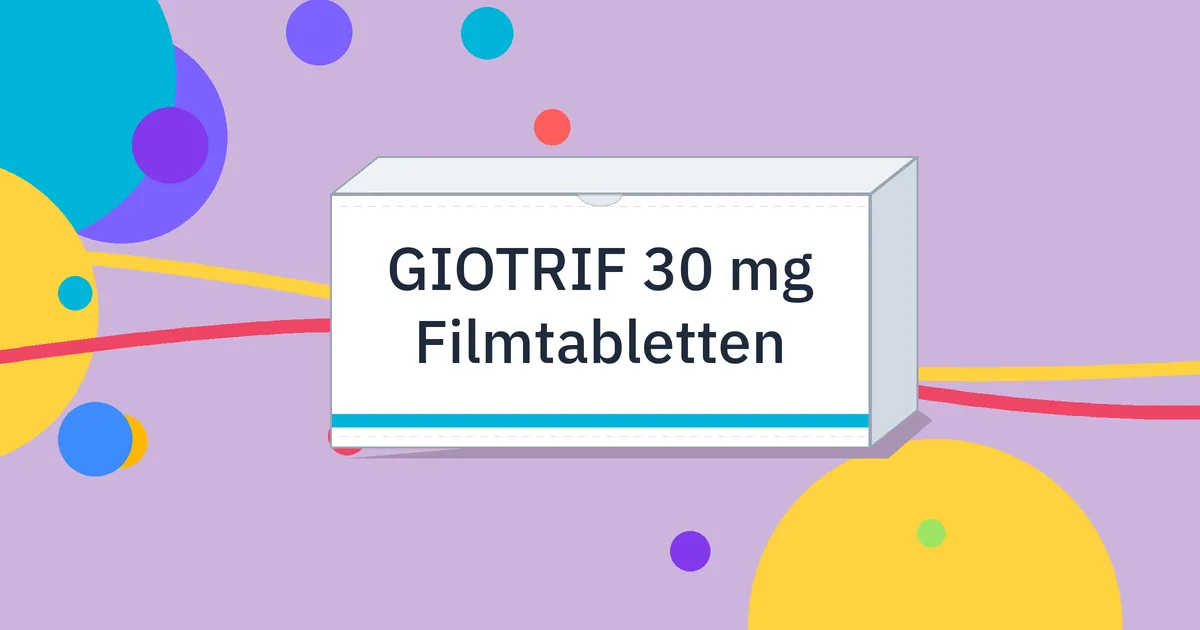 Symbolbild: Packung mit der Aufschrift GIOTRIF 30 mg Filmtabletten (PZN 02482546) – Verfügbarkeit und Bezug in Apotheken in Frankfurt am Main