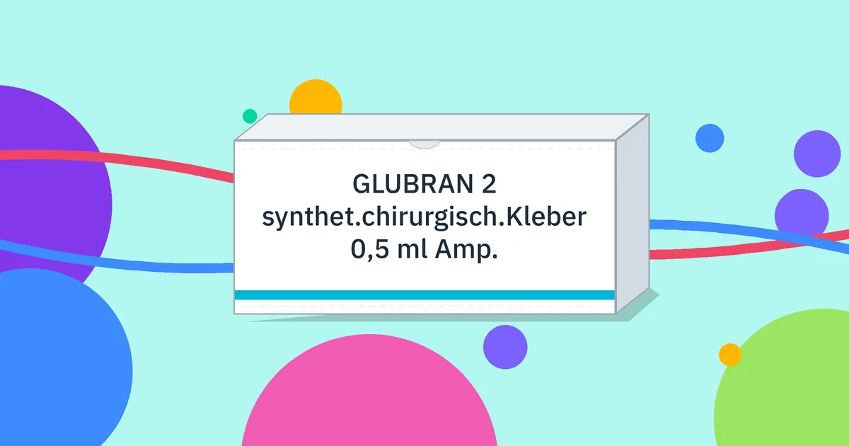 Symbolbild: Packung mit der Aufschrift GLUBRAN 2 synthet.chirurgisch.Kleber 0,5 ml Amp. (PZN 09101530) – Verfügbarkeit und Bezug in Apotheken in Frankfurt am Main