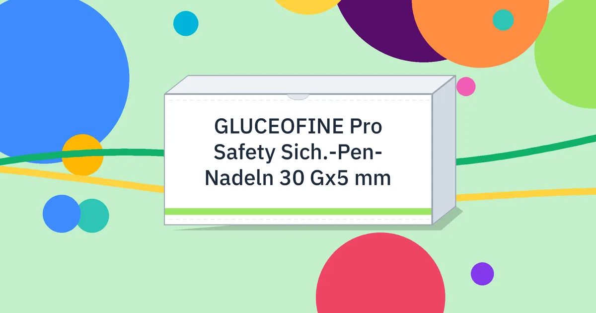 Symbolbild: Packung mit der Aufschrift GLUCEOFINE Pro Safety Sich.-Pen-Nadeln 30 Gx5 mm (PZN 14006182) – Verfügbarkeit und Bezug in Apotheken in Frankfurt am Main