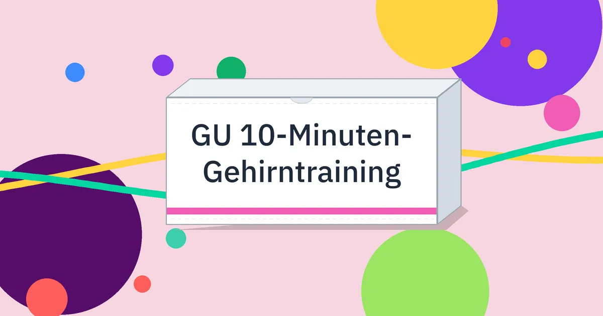 Symbolbild: Packung mit der Aufschrift GU 10-Minuten-Gehirntraining (PZN 20117862) – Verfügbarkeit und Bezug in Apotheken in Frankfurt am Main