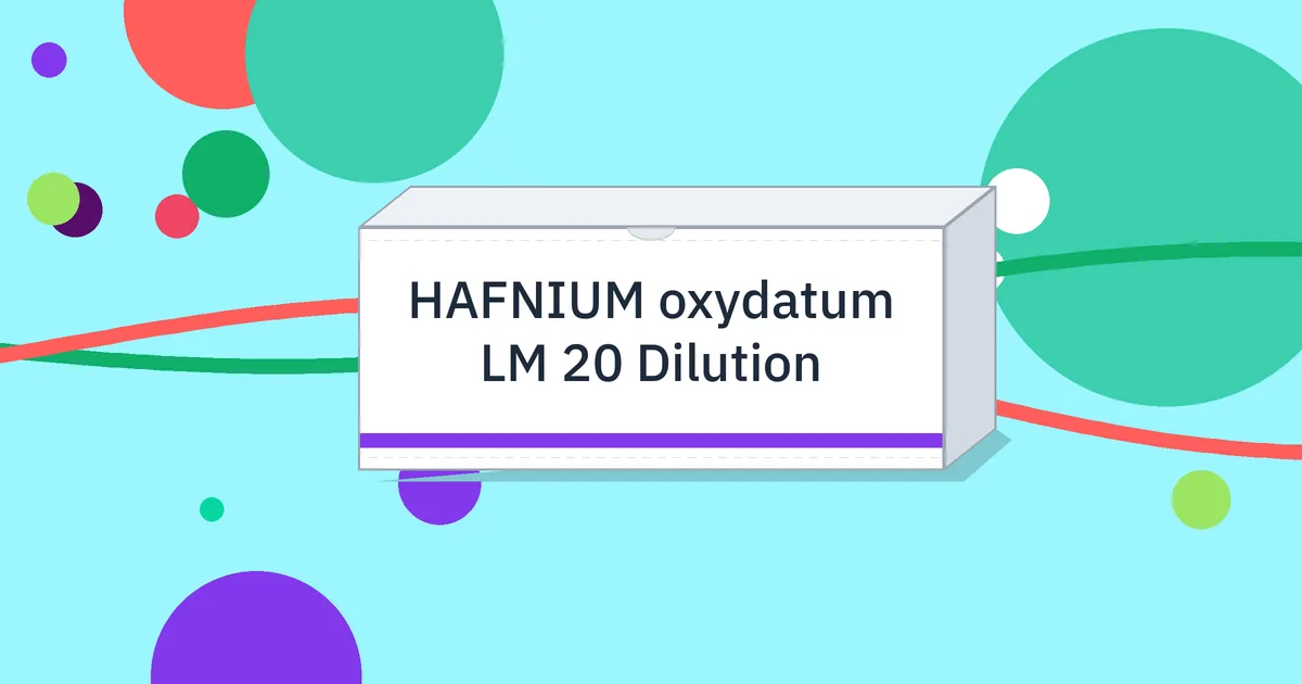 Symbolbild: Packung mit der Aufschrift HAFNIUM oxydatum LM 20 Dilution (PZN 13549868) – Verfügbarkeit und Bezug in Apotheken in Frankfurt am Main