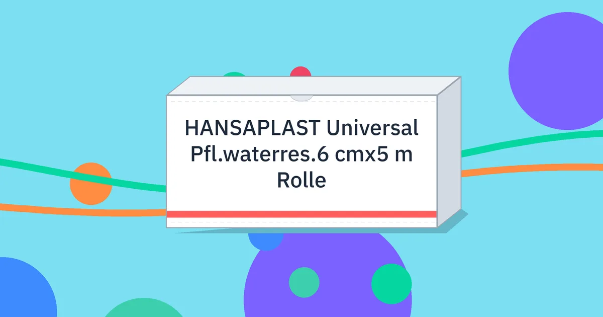 Symbolbild: Packung mit der Aufschrift HANSAPLAST Universal Pfl.waterres.6 cmx5 m Rolle (PZN 14284515) – Verfügbarkeit und Bezug in Apotheken in Frankfurt am Main