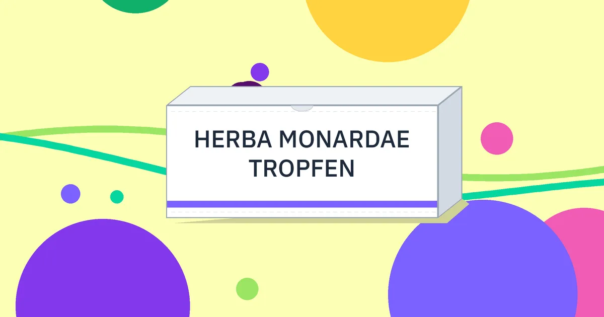 Symbolbild: Packung mit der Aufschrift HERBA MONARDAE TROPFEN (PZN 14283214) – Verfügbarkeit und Bezug in Apotheken in Frankfurt am Main