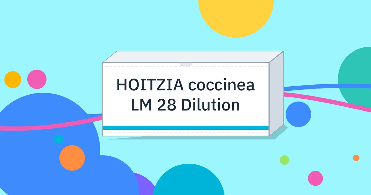 Symbolbild: Packung mit der Aufschrift HOITZIA coccinea LM 28 Dilution (PZN 13554616) – Verfügbarkeit und Bezug in Apotheken in Frankfurt am Main