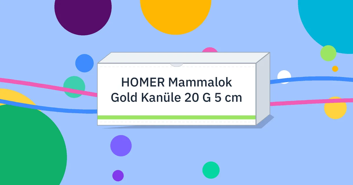Symbolbild: Packung mit der Aufschrift HOMER Mammalok Gold Kanüle 20 G 5 cm (PZN 05019547) – Verfügbarkeit und Bezug in Apotheken in Frankfurt am Main