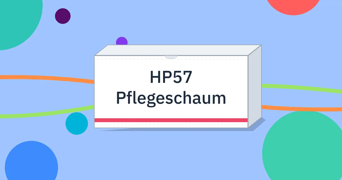 Symbolbild: Packung mit der Aufschrift HP57 Pflegeschaum (PZN 03648641) – Verfügbarkeit und Bezug in Apotheken in Frankfurt am Main