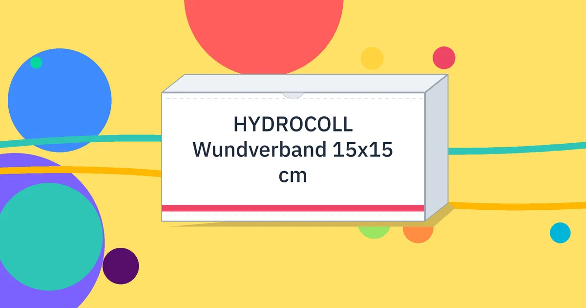 Symbolbild: Packung mit der Aufschrift HYDROCOLL Wundverband 15x15 cm (PZN 12594223) – Verfügbarkeit und Bezug in Apotheken in Frankfurt am Main