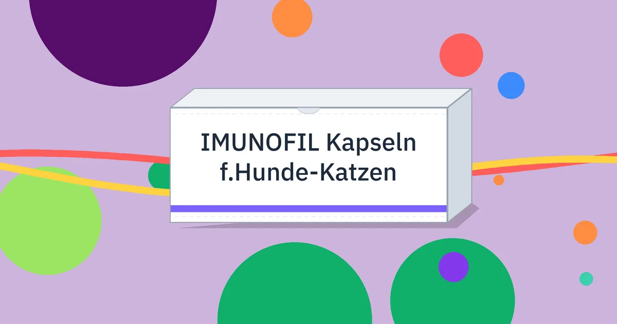 Symbolbild: Packung mit der Aufschrift IMUNOFIL Kapseln f.Hunde-Katzen (PZN 19459534) – Verfügbarkeit und Bezug in Apotheken in Frankfurt am Main