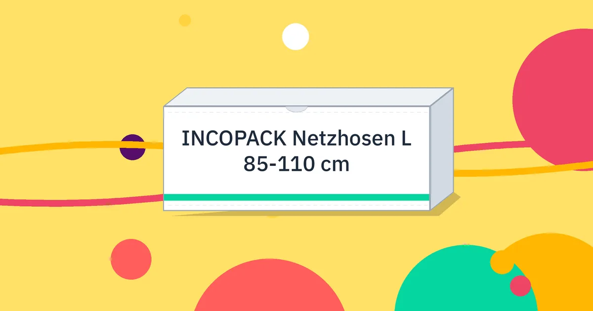 Symbolbild: Packung mit der Aufschrift INCOPACK Netzhosen L 85-110 cm (PZN 09923002) – Verfügbarkeit und Bezug in Apotheken in Frankfurt am Main