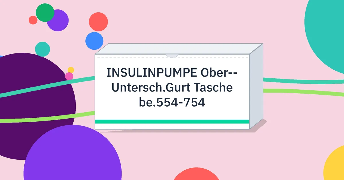 Symbolbild: Packung mit der Aufschrift INSULINPUMPE Ober--Untersch.Gurt Tasche be.554-754 (PZN 10356235) – Verfügbarkeit und Bezug in Apotheken in Frankfurt am Main