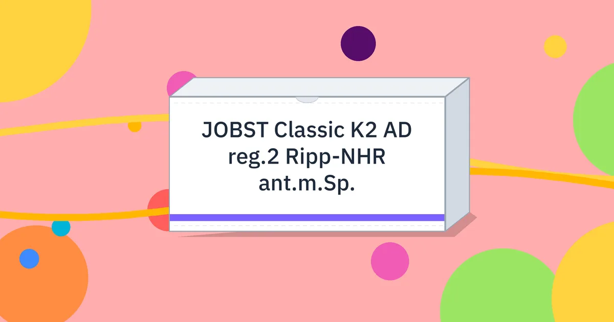 Symbolbild: Packung mit der Aufschrift JOBST Classic K2 AD reg.2 Ripp-NHR ant.m.Sp. (PZN 13061718) – Verfügbarkeit und Bezug in Apotheken in Frankfurt am Main