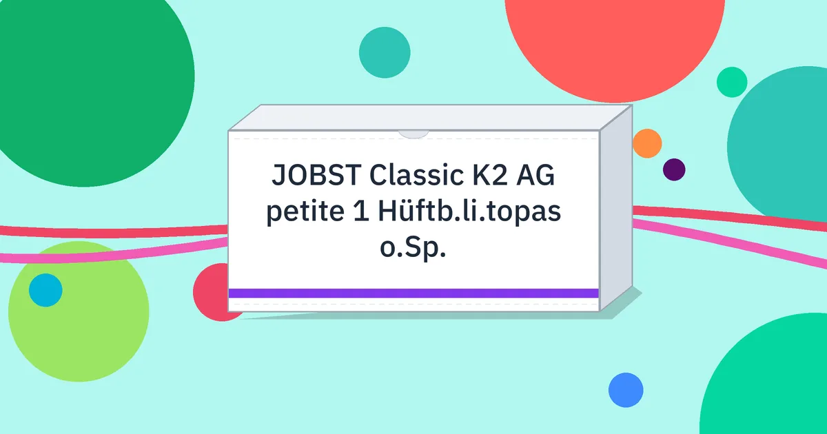 Symbolbild: Packung mit der Aufschrift JOBST Classic K2 AG petite 1 Hüftb.li.topas o.Sp. (PZN 13064697) – Verfügbarkeit und Bezug in Apotheken in Frankfurt am Main
