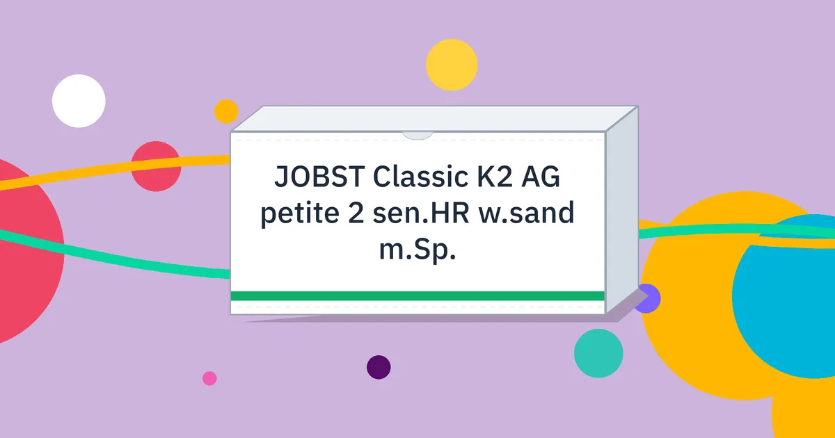 Symbolbild: Packung mit der Aufschrift JOBST Classic K2 AG petite 2 sen.HR w.sand m.Sp. (PZN 17962105) – Verfügbarkeit und Bezug in Apotheken in Frankfurt am Main