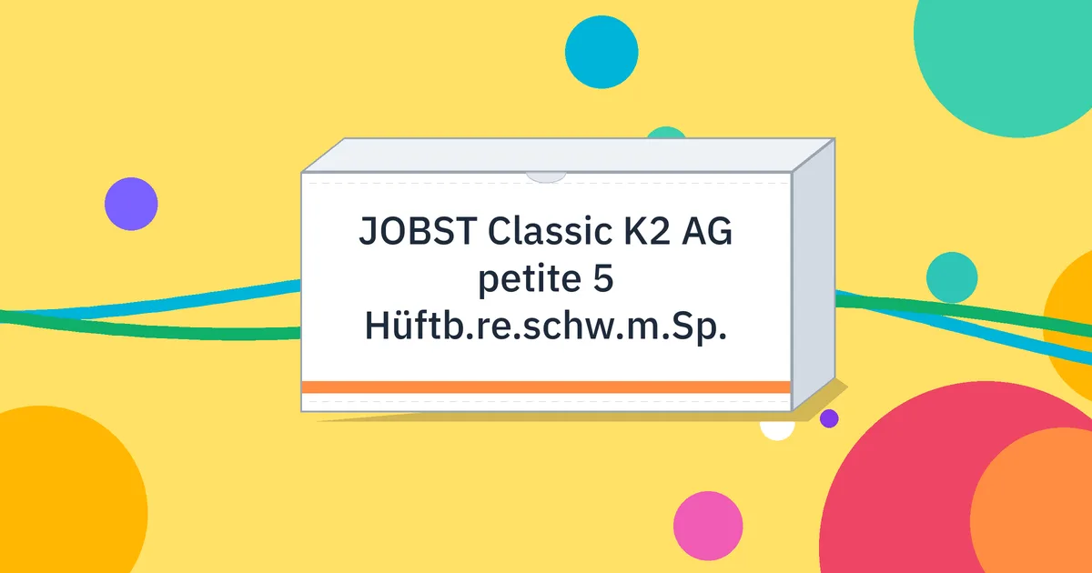 Symbolbild: Packung mit der Aufschrift JOBST Classic K2 AG petite 5 Hüftb.re.schw.m.Sp. (PZN 13065544) – Verfügbarkeit und Bezug in Apotheken in Frankfurt am Main