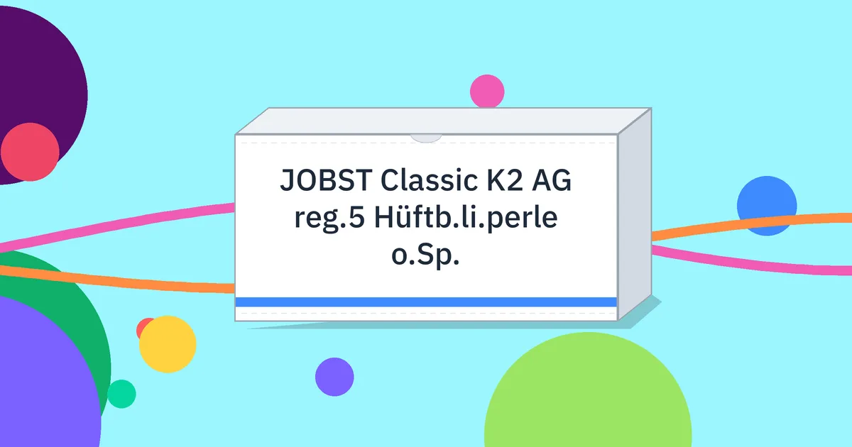 Symbolbild: Packung mit der Aufschrift JOBST Classic K2 AG reg.5 Hüftb.li.perle o.Sp. (PZN 13066118) – Verfügbarkeit und Bezug in Apotheken in Frankfurt am Main