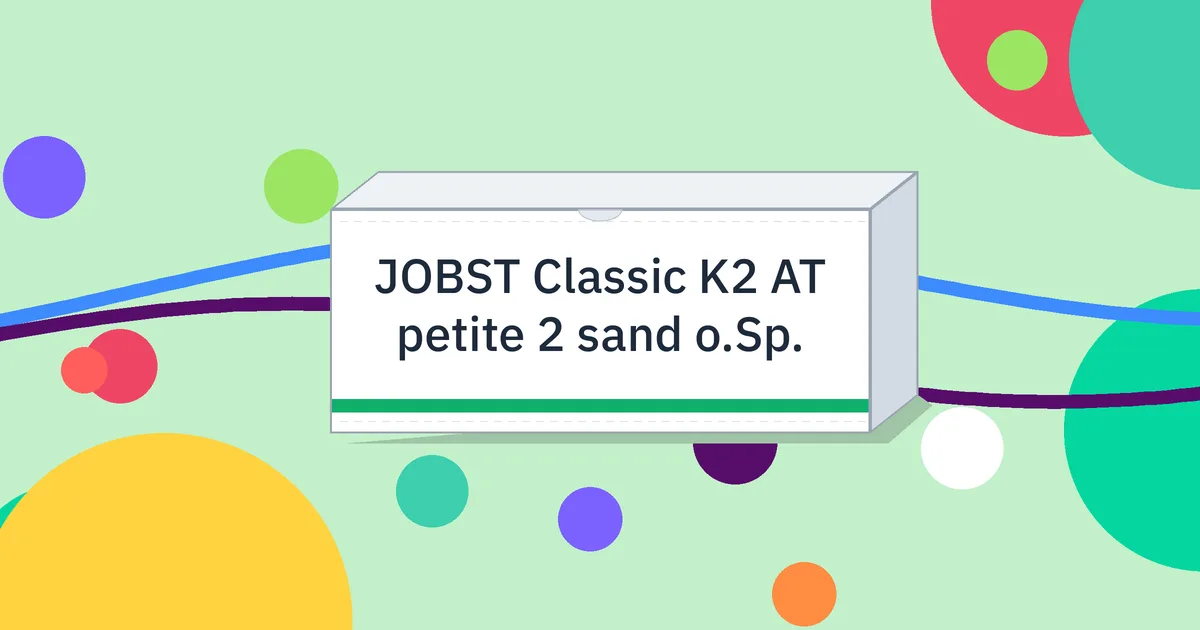 Symbolbild: Packung mit der Aufschrift JOBST Classic K2 AT petite 2 sand o.Sp. (PZN 10728665) – Verfügbarkeit und Bezug in Apotheken in Frankfurt am Main