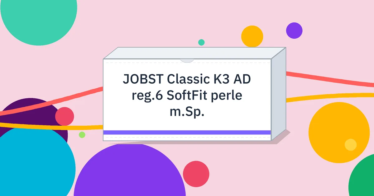 Symbolbild: Packung mit der Aufschrift JOBST Classic K3 AD reg.6 SoftFit perle m.Sp. (PZN 14223927) – Verfügbarkeit und Bezug in Apotheken in Frankfurt am Main