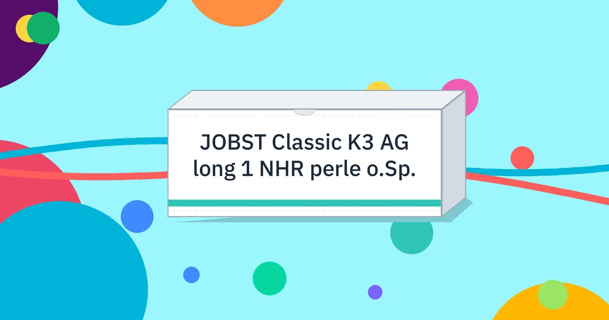 Symbolbild: Packung mit der Aufschrift JOBST Classic K3 AG long 1 NHR perle o.Sp. (PZN 13072024) – Verfügbarkeit und Bezug in Apotheken in Frankfurt am Main