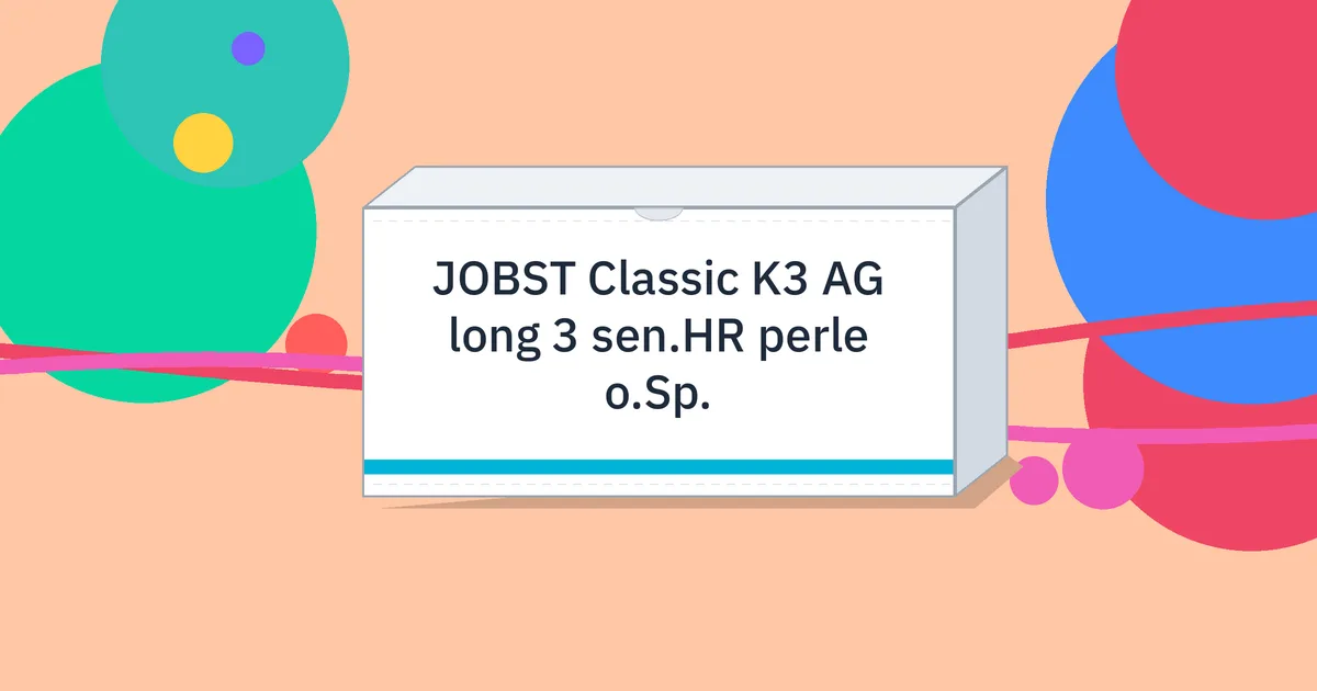 Symbolbild: Packung mit der Aufschrift JOBST Classic K3 AG long 3 sen.HR perle o.Sp. (PZN 17957883) – Verfügbarkeit und Bezug in Apotheken in Frankfurt am Main