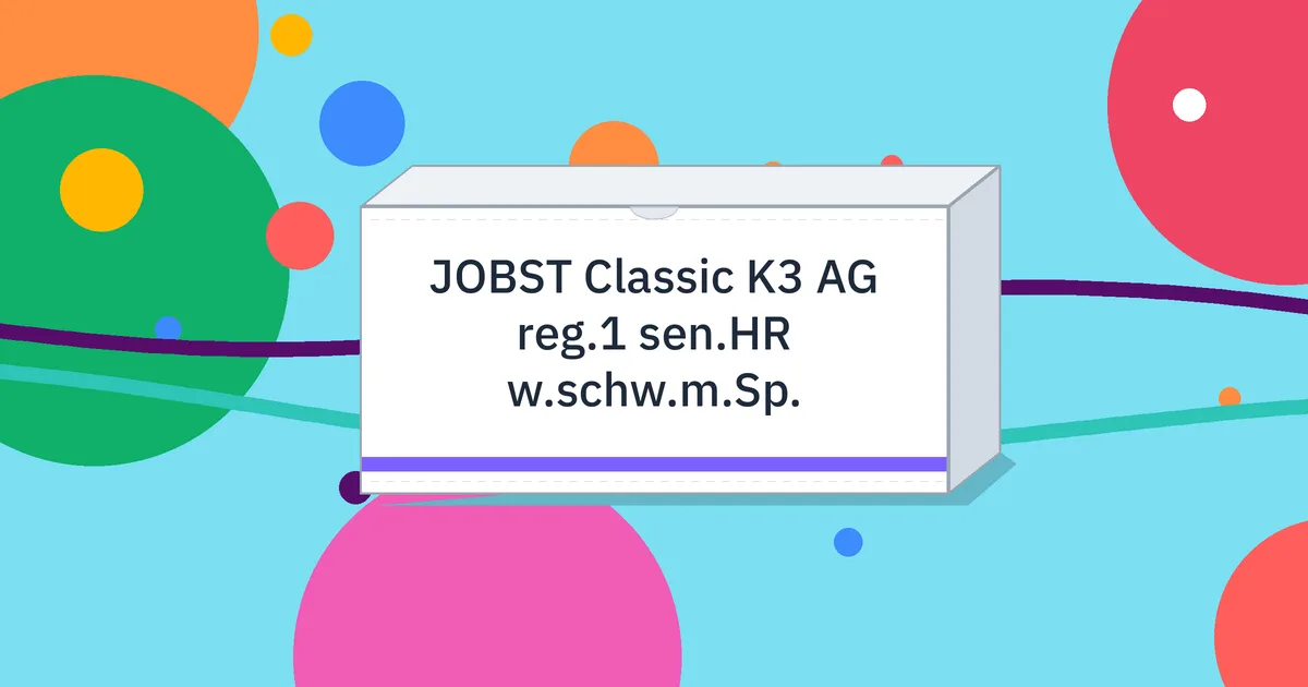 Symbolbild: Packung mit der Aufschrift JOBST Classic K3 AG reg.1 sen.HR w.schw.m.Sp. (PZN 17957794) – Verfügbarkeit und Bezug in Apotheken in Frankfurt am Main