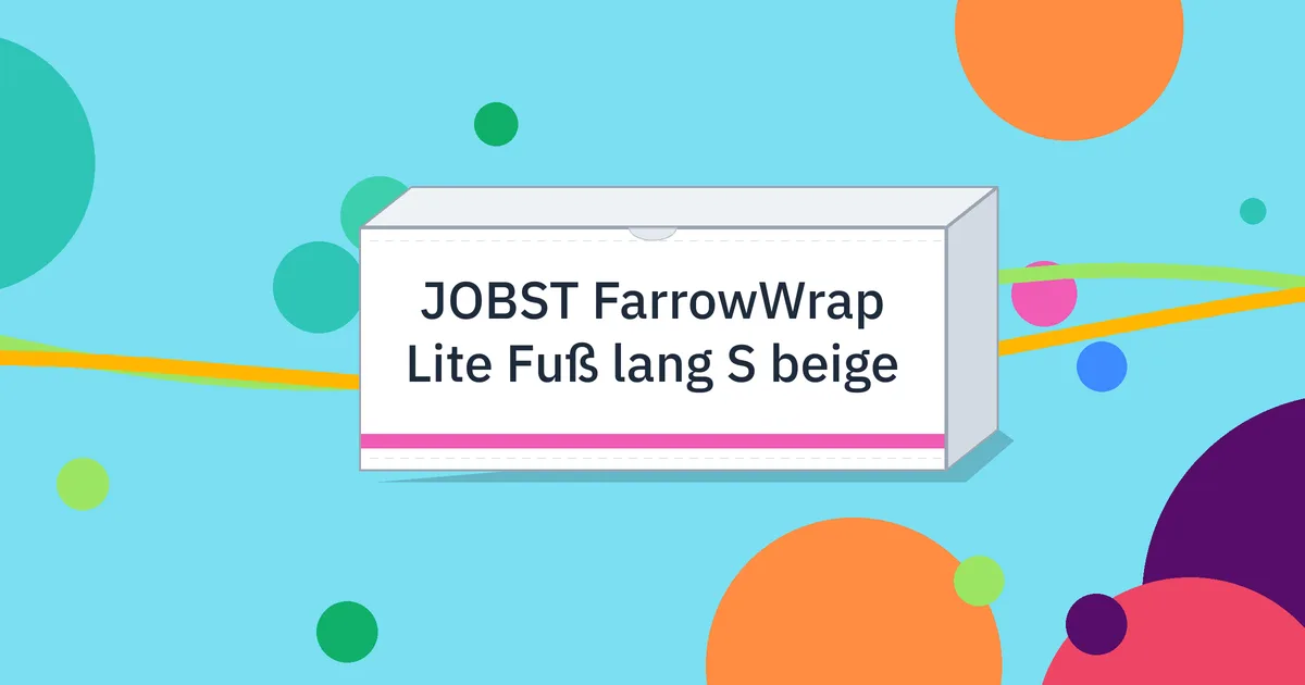 Symbolbild: Packung mit der Aufschrift JOBST FarrowWrap Lite Fuß lang S beige (PZN 13870429) – Verfügbarkeit und Bezug in Apotheken in Frankfurt am Main