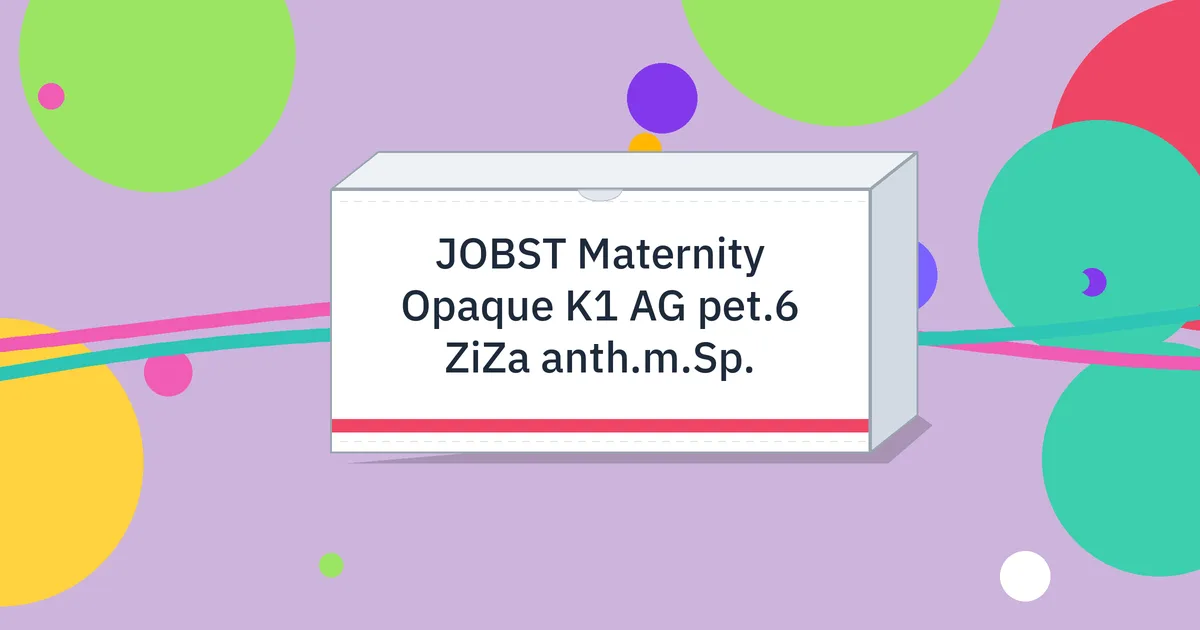 Symbolbild: Packung mit der Aufschrift JOBST Maternity Opaque K1 AG pet.6 ZiZa anth.m.Sp. (PZN 15854989) – Verfügbarkeit und Bezug in Apotheken in Frankfurt am Main