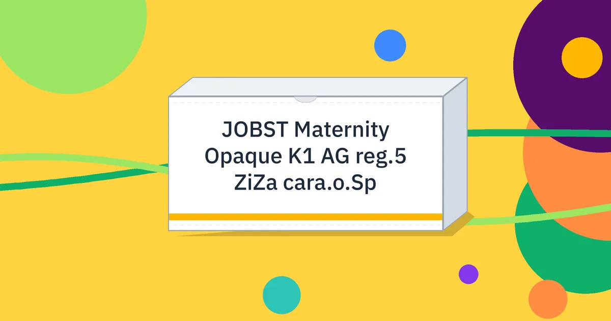 Symbolbild: Packung mit der Aufschrift JOBST Maternity Opaque K1 AG reg.5 ZiZa cara.o.Sp (PZN 15849959) – Verfügbarkeit und Bezug in Apotheken in Frankfurt am Main