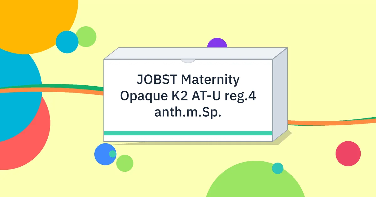 Symbolbild: Packung mit der Aufschrift JOBST Maternity Opaque K2 AT-U reg.4 anth.m.Sp. (PZN 15856445) – Verfügbarkeit und Bezug in Apotheken in Frankfurt am Main