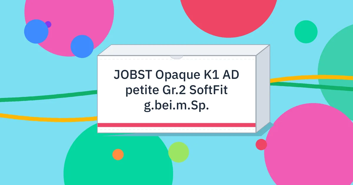 Symbolbild: Packung mit der Aufschrift JOBST Opaque K1 AD petite Gr.2 SoftFit g.bei.m.Sp. (PZN 16263977) – Verfügbarkeit und Bezug in Apotheken in Frankfurt am Main