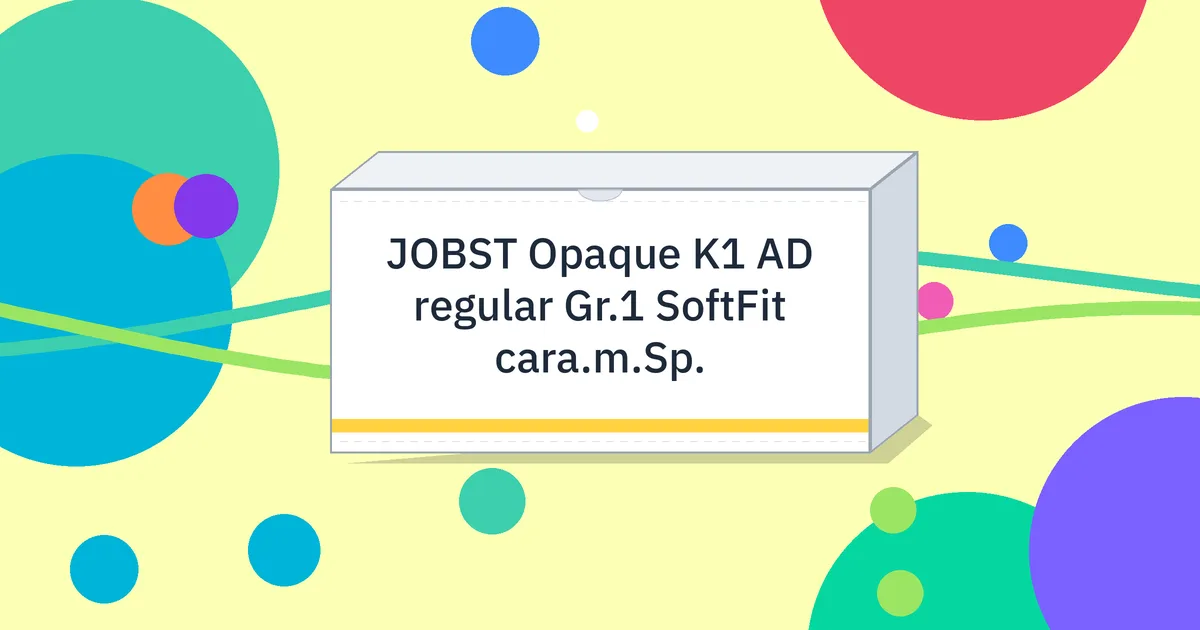 Symbolbild: Packung mit der Aufschrift JOBST Opaque K1 AD regular Gr.1 SoftFit cara.m.Sp. (PZN 13081661) – Verfügbarkeit und Bezug in Apotheken in Frankfurt am Main