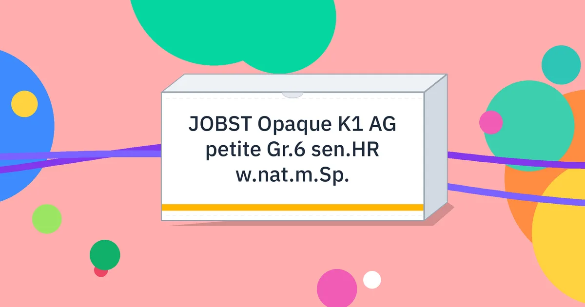 Symbolbild: Packung mit der Aufschrift JOBST Opaque K1 AG petite Gr.6 sen.HR w.nat.m.Sp. (PZN 13086210) – Verfügbarkeit und Bezug in Apotheken in Frankfurt am Main