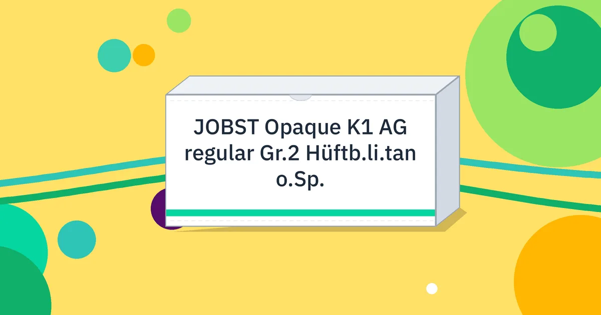Symbolbild: Packung mit der Aufschrift JOBST Opaque K1 AG regular Gr.2 Hüftb.li.tan o.Sp. (PZN 16272410) – Verfügbarkeit und Bezug in Apotheken in Frankfurt am Main