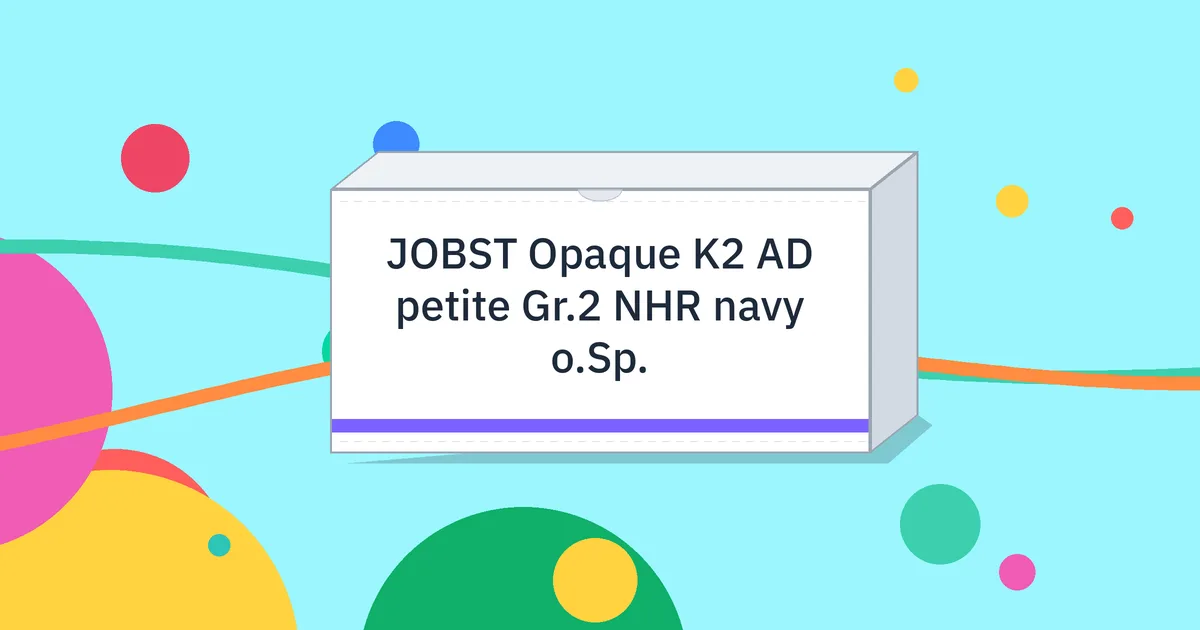 Symbolbild: Packung mit der Aufschrift JOBST Opaque K2 AD petite Gr.2 NHR navy o.Sp. (PZN 13109750) – Verfügbarkeit und Bezug in Apotheken in Frankfurt am Main