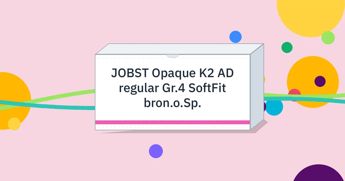 Symbolbild: Packung mit der Aufschrift JOBST Opaque K2 AD regular Gr.4 SoftFit bron.o.Sp. (PZN 13111646) – Verfügbarkeit und Bezug in Apotheken in Frankfurt am Main