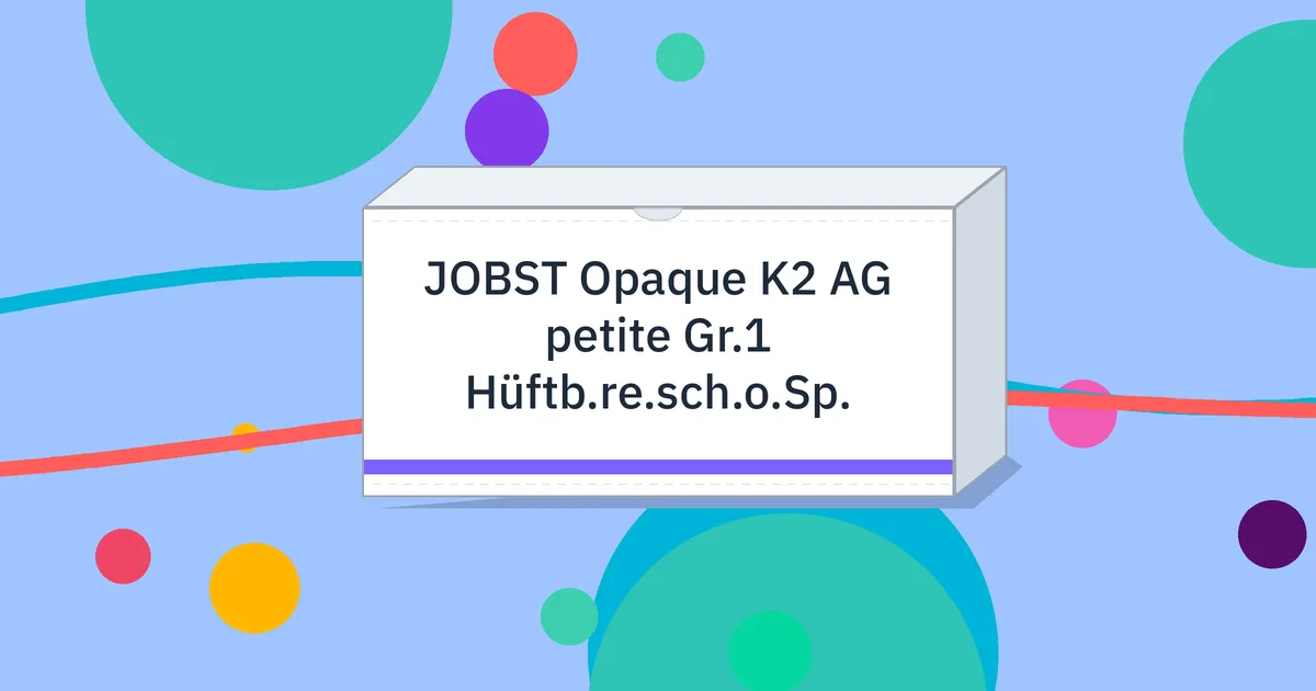 Symbolbild: Packung mit der Aufschrift JOBST Opaque K2 AG petite Gr.1 Hüftb.re.sch.o.Sp. (PZN 13115549) – Verfügbarkeit und Bezug in Apotheken in Frankfurt am Main