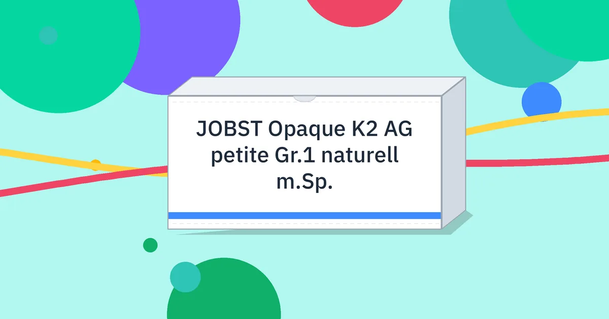 Symbolbild: Packung mit der Aufschrift JOBST Opaque K2 AG petite Gr.1 naturell m.Sp. (PZN 13112692) – Verfügbarkeit und Bezug in Apotheken in Frankfurt am Main