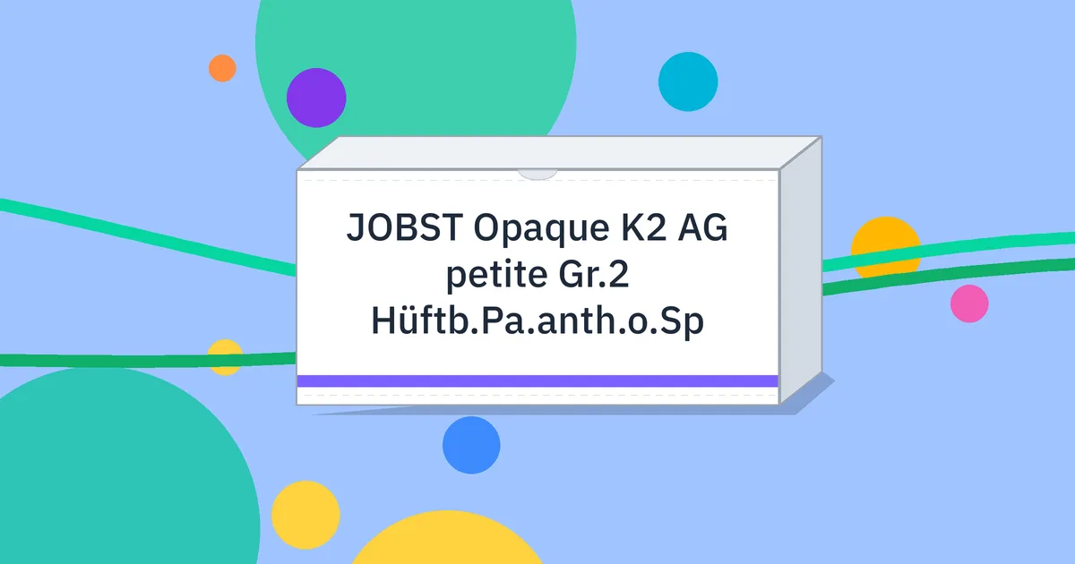 Symbolbild: Packung mit der Aufschrift JOBST Opaque K2 AG petite Gr.2 Hüftb.Pa.anth.o.Sp (PZN 16288807) – Verfügbarkeit und Bezug in Apotheken in Frankfurt am Main