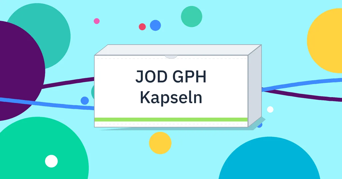 Symbolbild: Packung mit der Aufschrift JOD GPH Kapseln (PZN 07353061) – Verfügbarkeit und Bezug in Apotheken in Frankfurt am Main