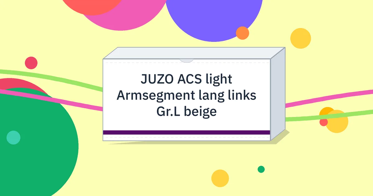 Symbolbild: Packung mit der Aufschrift JUZO ACS light Armsegment lang links Gr.L beige (PZN 13885589) – Verfügbarkeit und Bezug in Apotheken in Frankfurt am Main