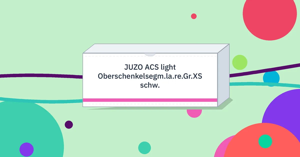 Symbolbild: Packung mit der Aufschrift JUZO ACS light Oberschenkelsegm.la.re.Gr.XS schw. (PZN 13575972) – Verfügbarkeit und Bezug in Apotheken in Frankfurt am Main