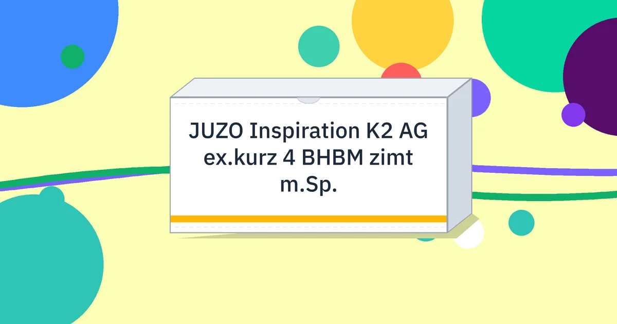 Symbolbild: Packung mit der Aufschrift JUZO Inspiration K2 AG ex.kurz 4 BHBM zimt m.Sp. (PZN 14875972) – Verfügbarkeit und Bezug in Apotheken in Frankfurt am Main