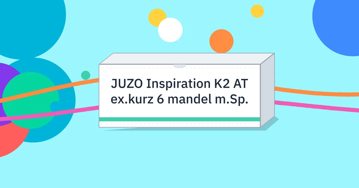 Symbolbild: Packung mit der Aufschrift JUZO Inspiration K2 AT ex.kurz 6 mandel m.Sp. (PZN 14953181) – Verfügbarkeit und Bezug in Apotheken in Frankfurt am Main