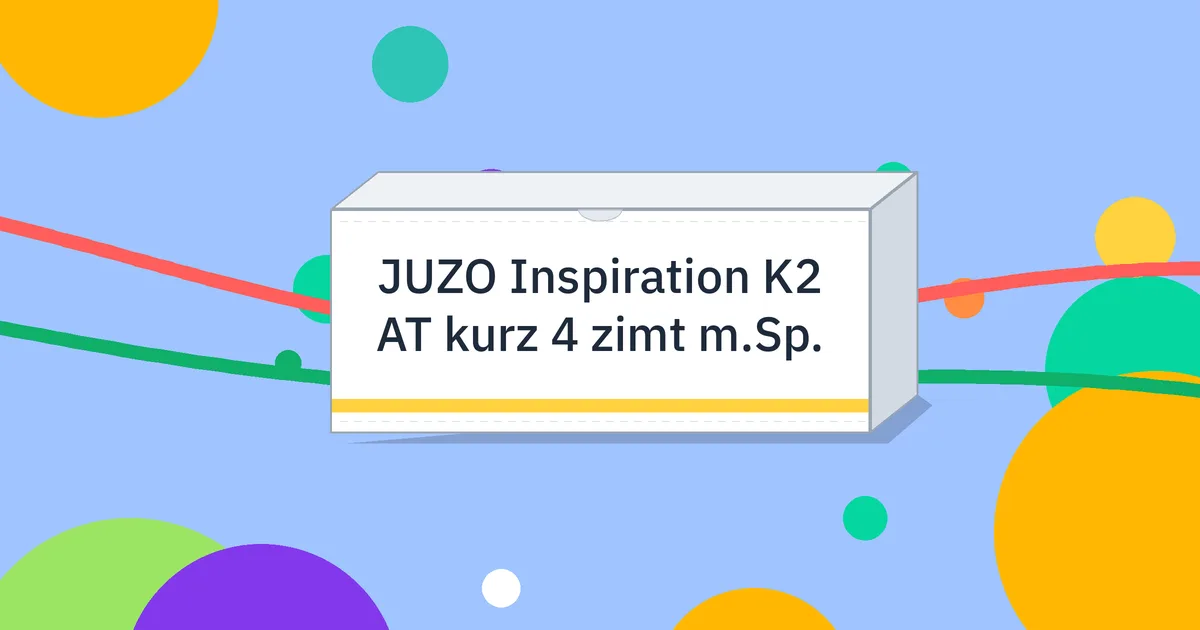 Symbolbild: Packung mit der Aufschrift JUZO Inspiration K2 AT kurz 4 zimt m.Sp. (PZN 14931280) – Verfügbarkeit und Bezug in Apotheken in Frankfurt am Main