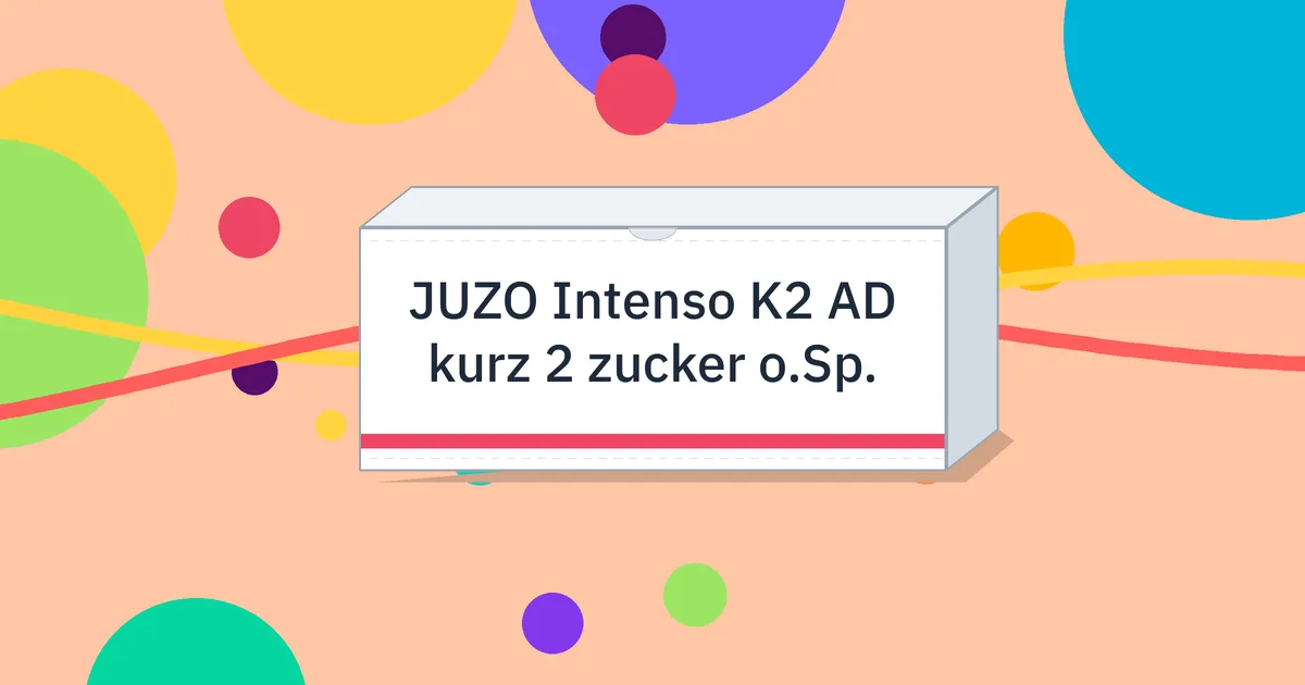 Symbolbild: Packung mit der Aufschrift JUZO Intenso K2 AD kurz 2 zucker o.Sp. (PZN 18617793) – Verfügbarkeit und Bezug in Apotheken in Frankfurt am Main
