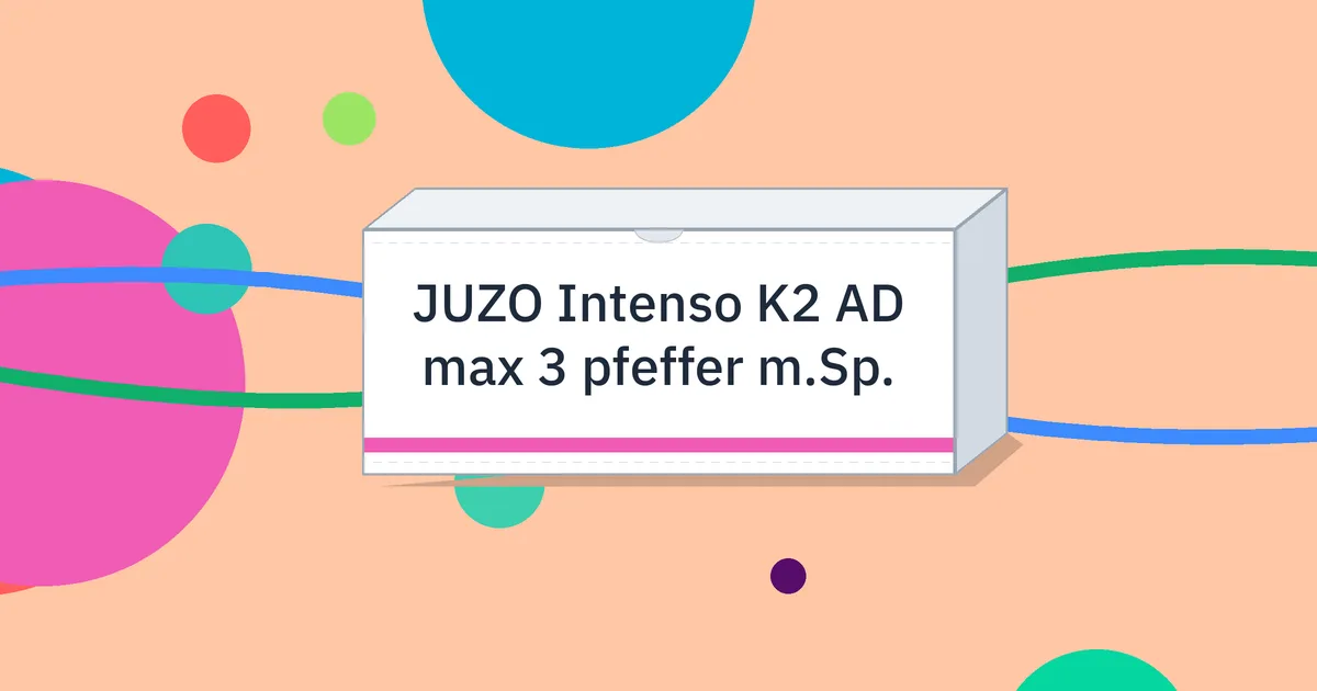 Symbolbild: Packung mit der Aufschrift JUZO Intenso K2 AD max 3 pfeffer m.Sp. (PZN 18609061) – Verfügbarkeit und Bezug in Apotheken in Frankfurt am Main