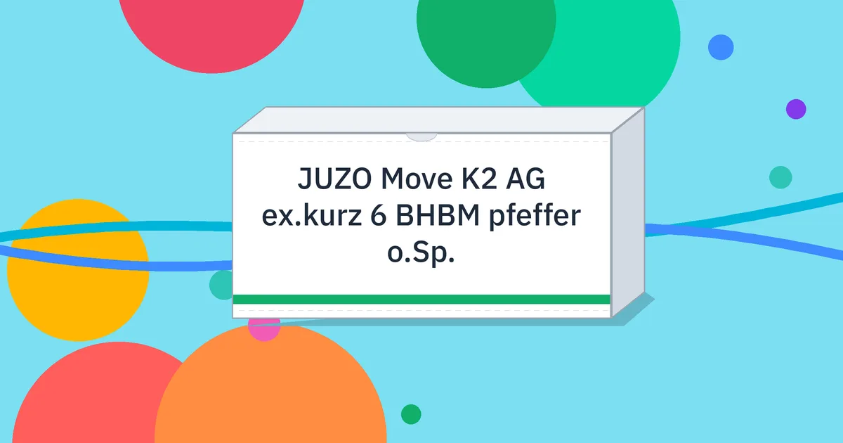 Symbolbild: Packung mit der Aufschrift JUZO Move K2 AG ex.kurz 6 BHBM pfeffer o.Sp. (PZN 16648335) – Verfügbarkeit und Bezug in Apotheken in Frankfurt am Main